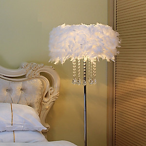 Hsyile Lighting KU300180 Modern and Simple Crystal Floor Lamp Home Lighting for Living Room Bedroom, Lampshade White,3 Lights