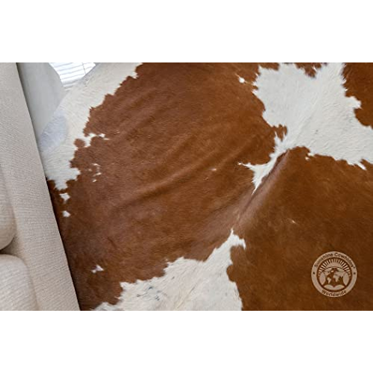 Genuine Brown and White Cowhide Rug XL 6 x 7-8 ft. 180 x 240 cm