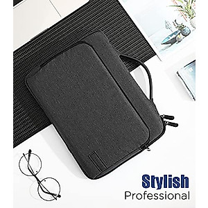 MoKo 9-11 Inch Tablet Sleeve Bag Carrying Case with Retractable Handle Fits New 11-inch iPad Pro M4/iPad Air M2 2024, iPad Air 5/4th 10.9, iPad 10th Gen 10.9, iPad Pro 11, iPad 9/8th 10.2, Black&Gray