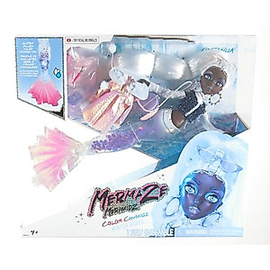 MERMAZE MERMAIDZ™ Winter Waves Crystabella™ Mermaid Fashion Doll with Color Change Fin, Glitter-Filled Tail and Accessories