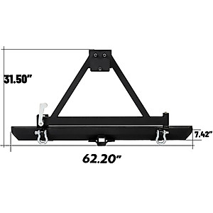 TYMMC Rear Bumper with Tire Carrier & D-Ring Fits YJ & TJ (Black, Iron Steel),Fast delivery,Support for adaptive queries