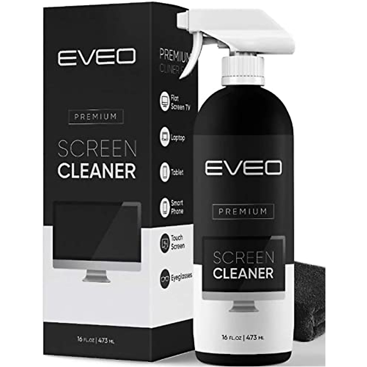 Screen Cleaner Spray (16oz) - Large Screen Cleaner Bottle - TV Screen Cleaner, Computer Screen Cleaner, for Laptop, Phone, Ipad - Computer Cleaning kit Electronic Cleaner - Microfiber Cloth Wipes