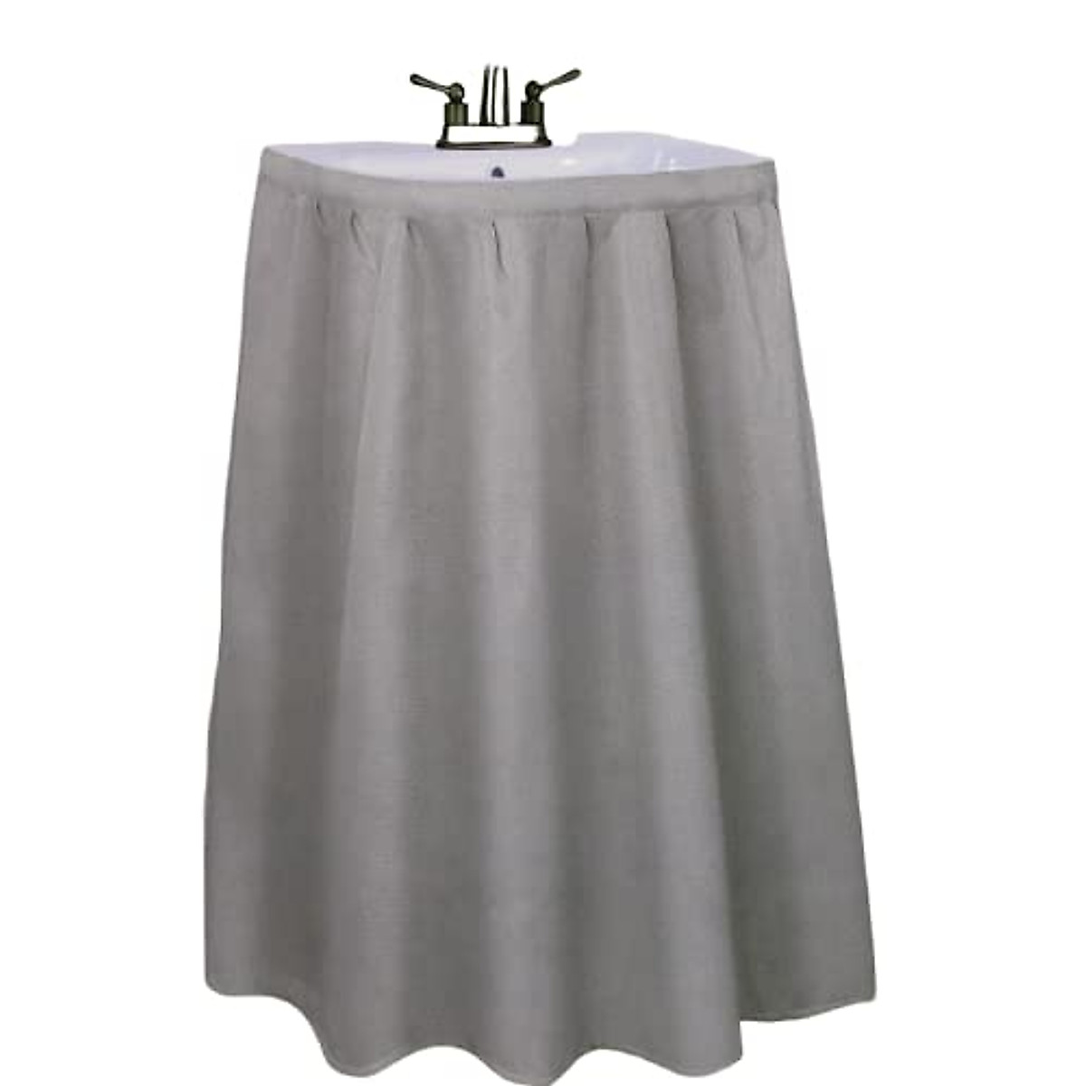 Fabric Sink Skirt Diamond Mosaic Stitch Platinum Silver Grey