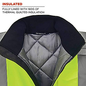 Ergodyne unisex adult High Visibility ,Reflective Insulation, 3, Ergodyne GloWear 8377 Type R Class 3 Lime Quilted Bomber Jacket X Large, Lime, X-Large US