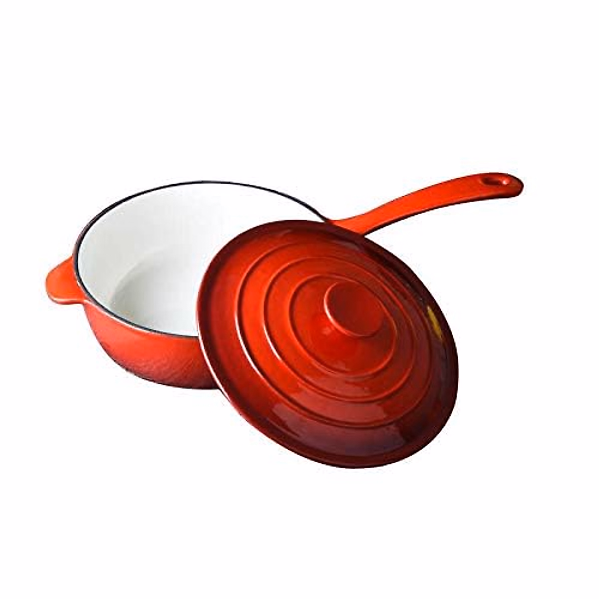 DIBOO Enameled Cast Iron Covered Sauce Pan-2.7 Quart