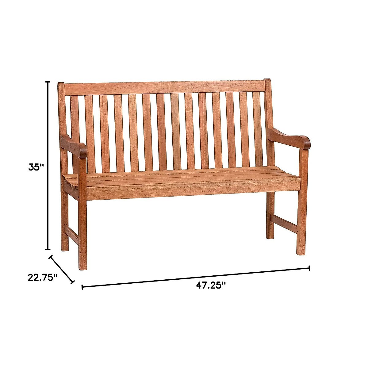 Amazonia Milano 4-Feet Patio Bench | Eucalyptus Wood | Ideal for Outdoors and Indoors, Light Brown