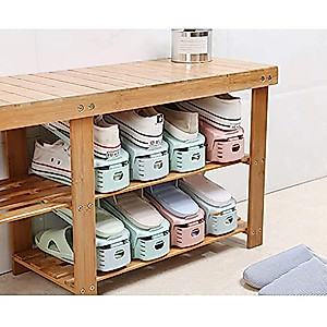 HTLLT Practical and Convenient Shoe Slots Organizer Adjustable Shoe Racks Space Saver Shoe Holder 5 Piece Set,Black