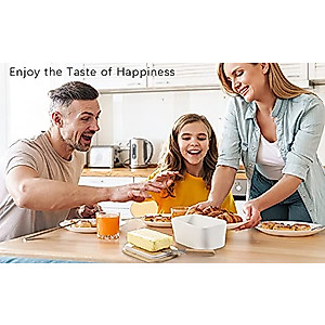 Large Ceramic Butter Dish with Airtight Lid and Knife for Countertop- Holds Up to 2 Sticks Butter Container with Bamboo Lid