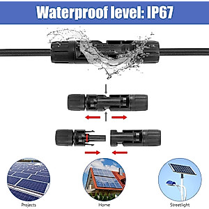 kimystam 16 PCS Solar Connectors with Spanners Solar Panel Cable Connectors 8 Pairs Male/Female(10AWG)