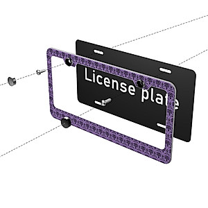 Haunted The Mansion License Plate Frames Cars Decor Universal Car Accessories Fits Standard US Vehicles for Women Men with 2 Holes with Black Screw Caps Pack 2