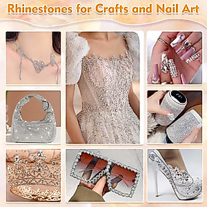 B-7000 Glue with 14000Pcs Craft Rhinestones for Clothes, Resin Silver Rhinestones Flatback Gems NonHotfix Rhinestone Bling Kit with Fabric Super Glue for Graduation Cap, Shoes, Tumblers, Makeup