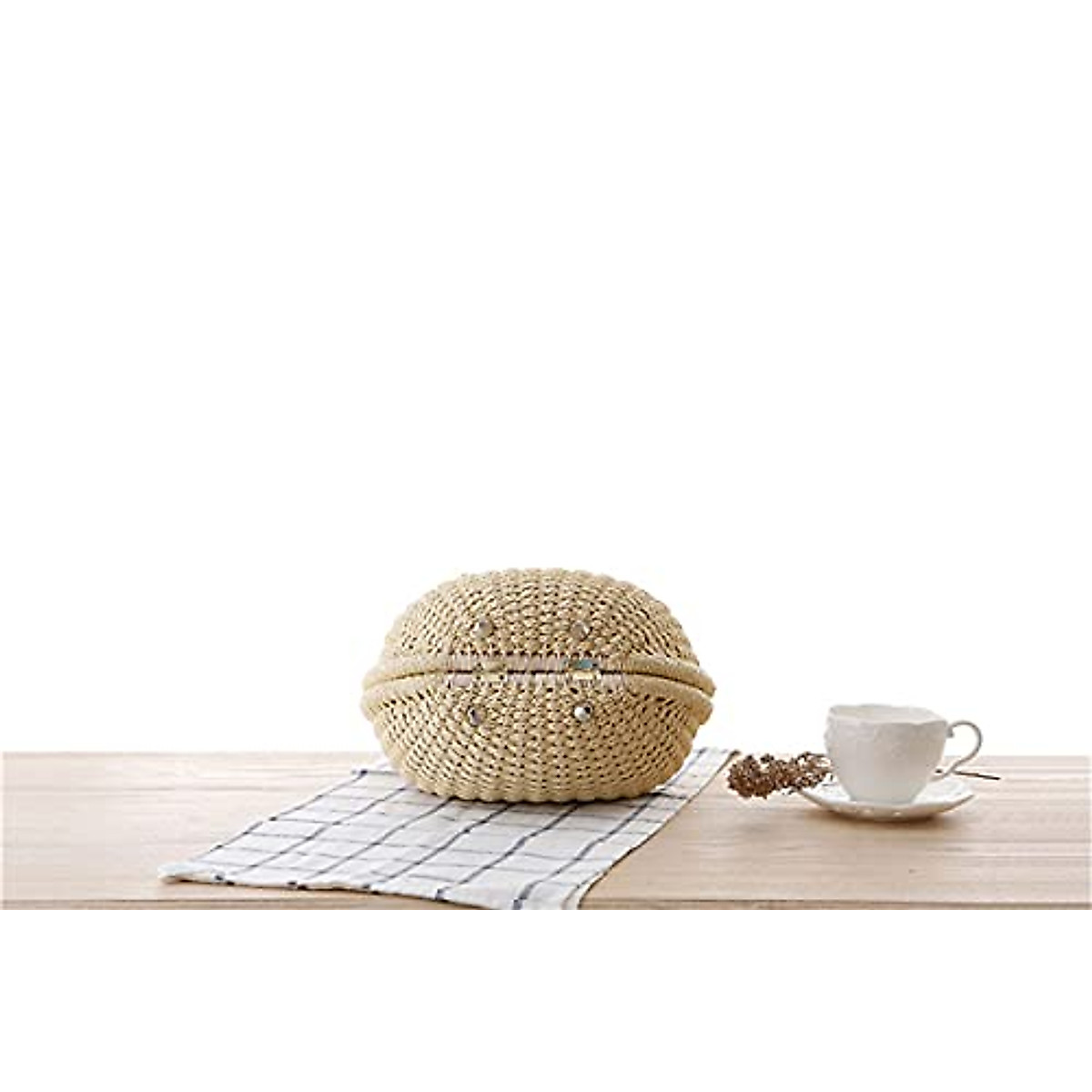 Women's Shell Shape Straw Bag Rattan Beach Tote Summer Straw Tote Bag (Brown,One Size)