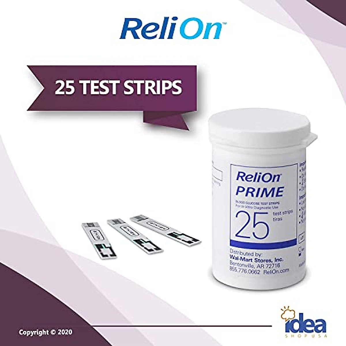 ReliOn Prime Blood Glucose Test Strips, 25 Ct (3 Pack) Bundle with Exclusive Look After Your Diabetes - Better Idea Guide (4 Items)