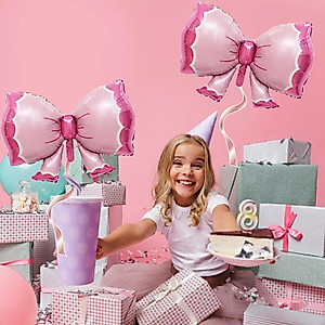 DIADARL 2 Pieces Bow Balloon Pink Bowtie Foil Balloon for Wedding Party Decoration Gift Party Supplies Bridal Shower