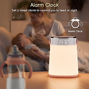 ALACRIS Bedside Lamp, Portable Nursery Night Light with Remote Control Timing and Temperature Display, Dimmable Warm Night Light for Babies Breastfeeding and Sleep Aid, Kids Alarm Clock Night Light