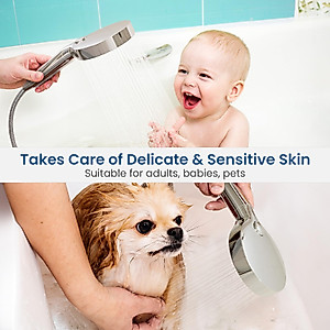 WATERLACE Filtered Shower Head with Handheld, 3 Modes High Pressure Showerhead with 4.7'' SS Panel and Anti-clog Liquid Silicone Nozzles, Shower Filter for Hard Water, Remove Chlorine and Contaminant