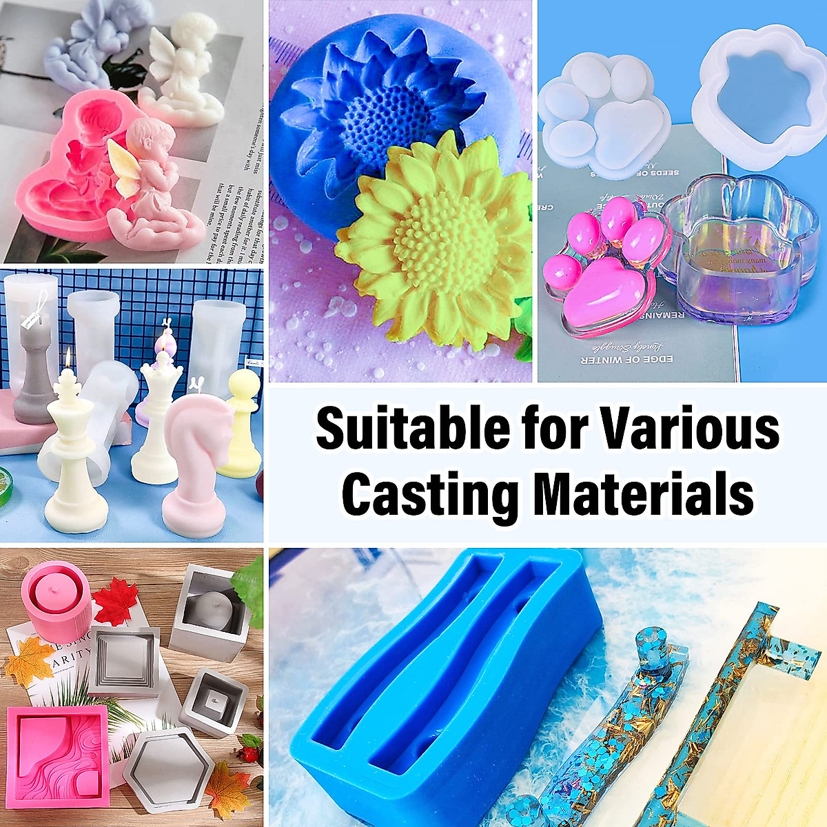 Silicone Mold Making Kit, 30A Blue Platinum RTV-2 Liquid Silicone Rubber 2.6LB for Casting Resin, Soap, Candle, Clay, DIY Molds -1:1 by Volume with Tool 4 Cups,4 Sticks,2 Droppers,1 Pair Gloves