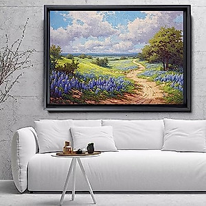 Enchanting Texas, Native Texas Hill Country Bluebonnet Landscape - Fine Art Print Mounted in a White Mat Board