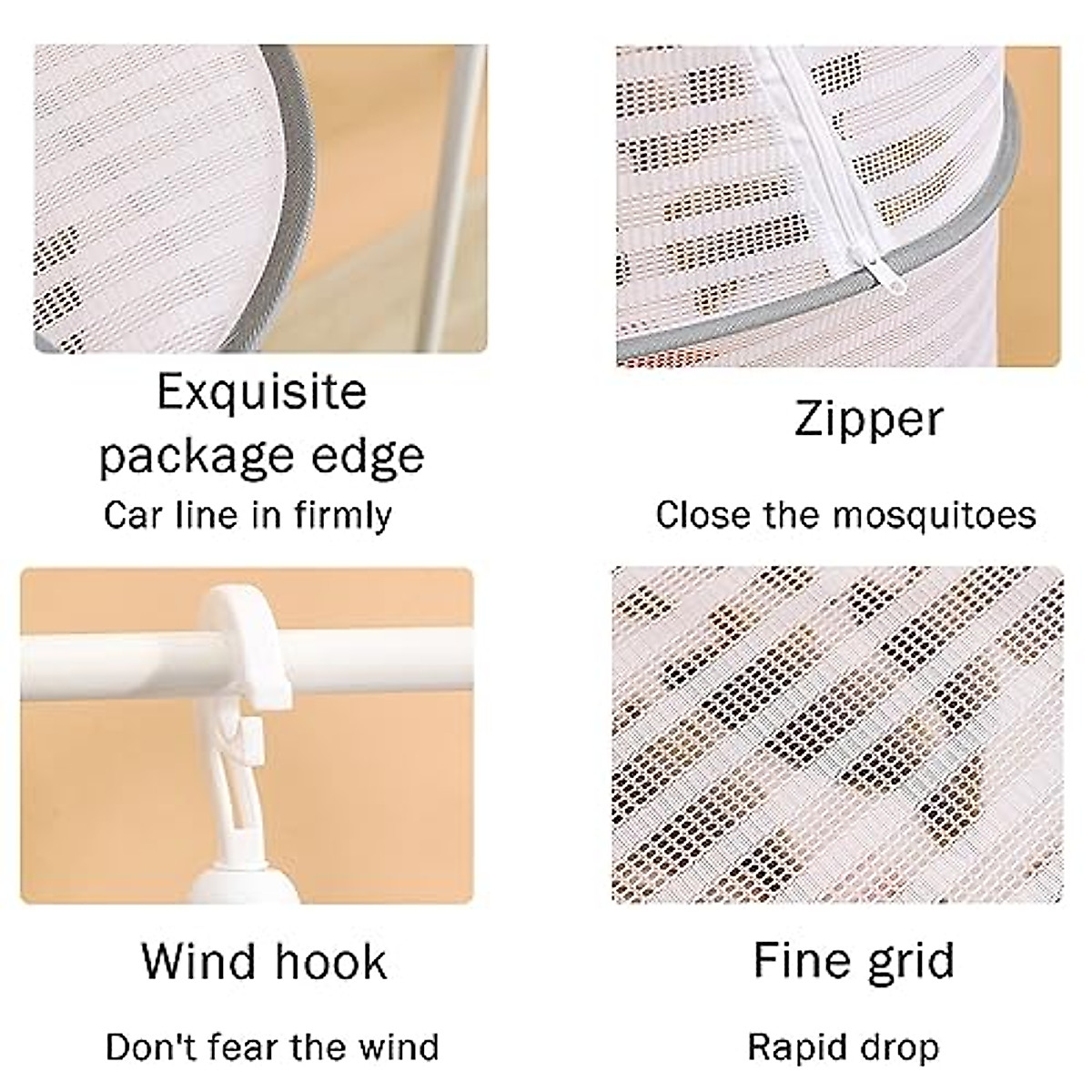 CurcKua Herb Drying Rack Herb Dryer Net 3 Layers Collapsible Mesh Hanging Clothes Drying Racks with Zip Windproof Hook 94x60x40cm Breathable Drying Rack