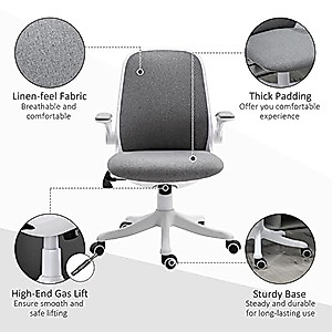 Vinsetto Linen-Touch Fabric Office Chair Swivel Task Chair with Adjustable Lumbar Support, Height and Flip-up Arms, Grey