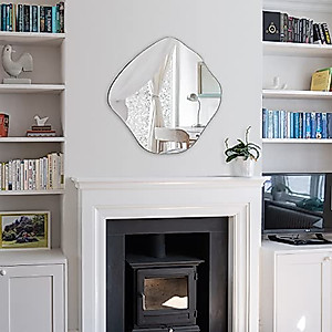 BOMINICA Asymmetrical Wall Mirror Frameless Irregular Accent Mirror for Living Room Entryway Bedroom, 20" x 20"