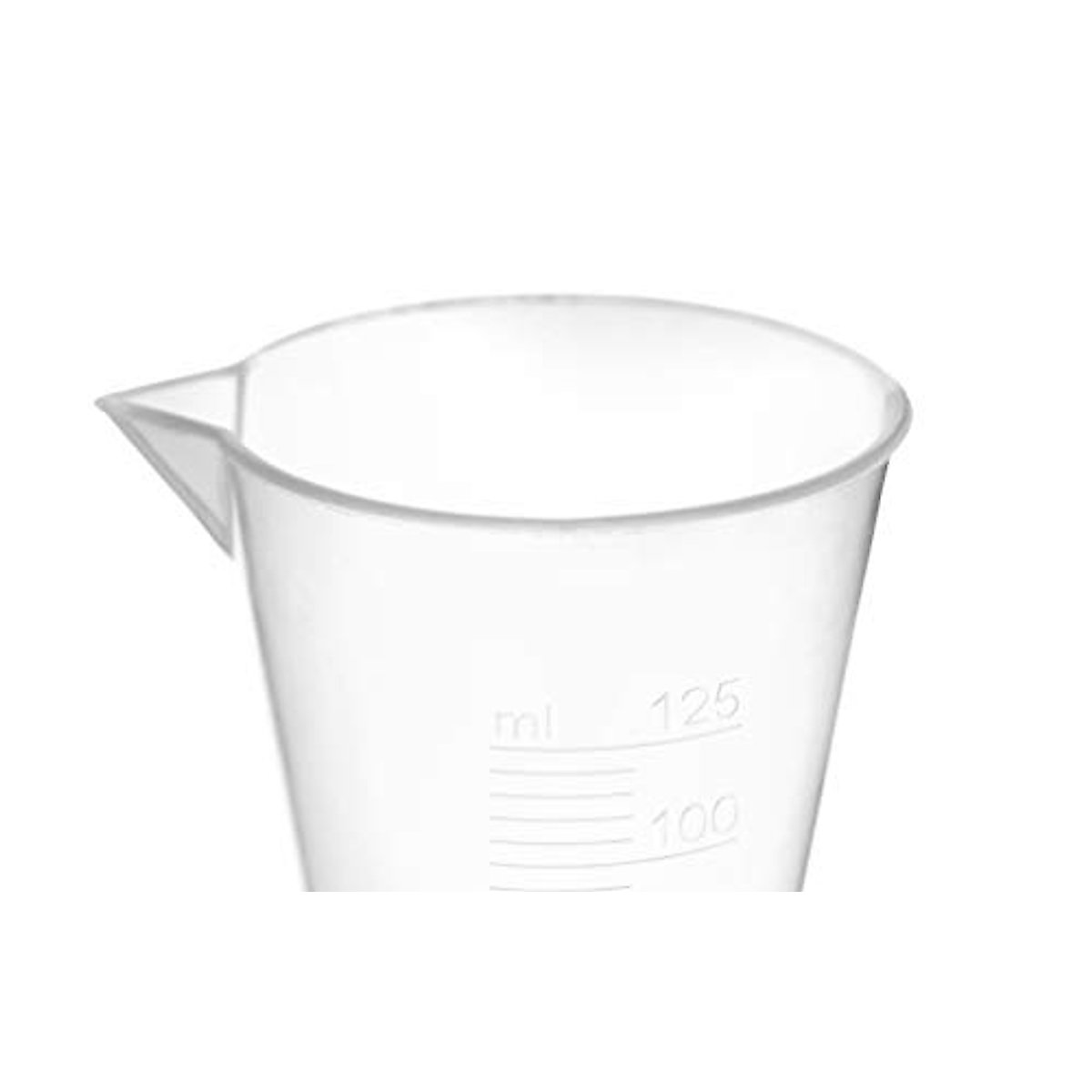 EISCO 12PK Conical Measures, 125ml - Polypropylene Plastic, Translucent - Pouring Spout - 5ml Raised Graduations - Hexagonal Base