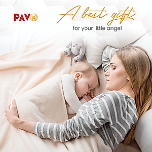 Pavo Personalized Baby Blanket with Name - Baby Teddy Bear with Moon Blanket - Includes Bib & Onesie Option - Personalized Baby Gifts for Christmas, Thanksgiving, Shower