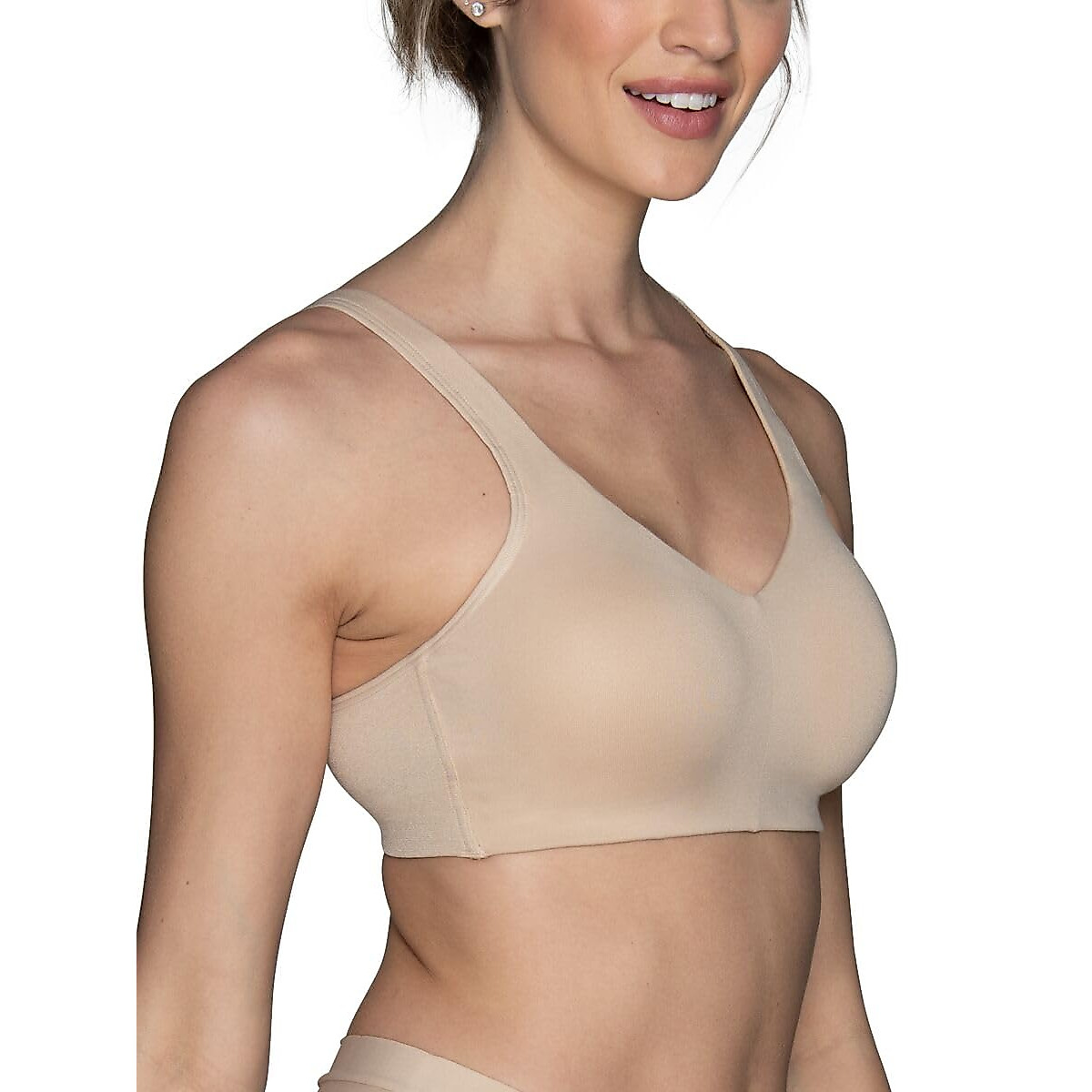 Vanity Fair Women's Wireless Bra, Soft Smoothing Fabrics, Simple Sizing Available S-3XL, Breathable Cups-Neutral, Large