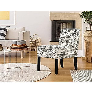 Small Bedroom Chair, Accent Chairs Set of 2, Side Chairs for Living Room, Armless Accent Chair for Bedroom, Modern Slipper Chair with Solid Rubber Wood Legs, White Accent Office Chair for Adults Kids