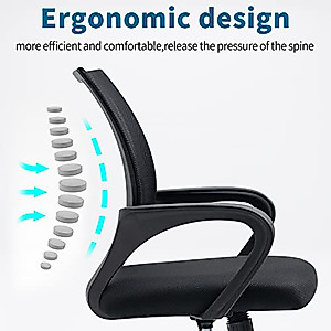 ALINUNU Office Chair, Ergonomic Office Chair, Mesh Computer Chair, Ergonomic Office Chair, Lumbar Support, Tight Sponge, Comfortable Sitting, Adjustable Executive Office Chair