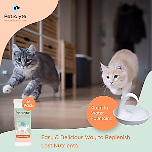 Petralyte Cat Hydration Electrolyte and Cat Joint Supplement | Glucosamine, Chondroitin & MSM for Immunity and Mobility with L-Glutamine, Taurine, Lysine & Prebiotics | for Tuna Lovers | 16 Packets