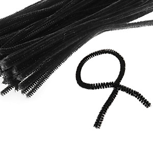Lind Kitchen 100 PCS Black Fuzzy Chenille Stems Pipe for Arts and Crafts Handmade DIY Twisting Rods