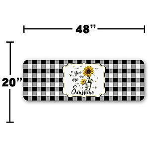Briskdecor Kitchen Rugs and Mats Set, Absorbent Soft Non-Skid Rubber Backing Area Rugs, Sunflower Washable Floor Comfort Mats and Carpet Runner, 20inch x 48inch