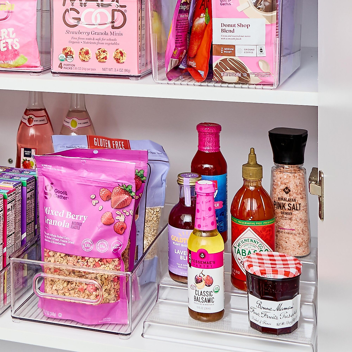 iDesign Recycled Plastic 3-Tier Stadium Spice Rack Kitchen, Fridge, Freezer, Pantry and Cabinet Organization, The Linus Collection, 8.8" x 10.1" x 3.5”, Clear