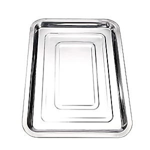 Stainless Steel Trays,DOWEI 5 Pack Stainless Steel 13.5" X 10" Dental Medical Body Piercing Instrument Tray Surgical Flat Bottom Trays for Lab Supplies