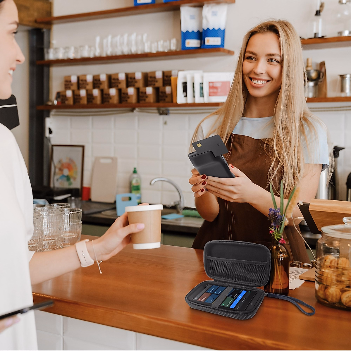 Carrying Case Compatible with Shopif POS Go Hardware, Handheld Bag for Mobile Point of Sale Machine for Retail & Small Businesses - Case for Credit Card Reader, Barcode Scanner Equipment