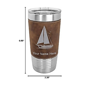 LaserGram 20oz Vacuum Insulated Tumbler Mug, Sailboat, Personalized Engraving Included (Faux Leather, Rustic)