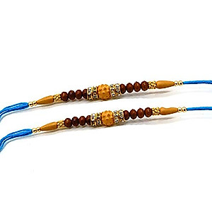 IndiaBigShop Set Of Two Rudrksha Rakhi Thread. Rakhi, Raksha Bandhan Gift For Your Brother Vary Color And Multi Design Assorted Rakhi