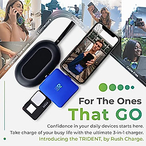 Rush Charge Wireless Power Bank (Black) – Trident 3-in-1, 4000mAh Portable Battery Bank for Samsung, iPhone, Earbuds, & More - Micro USB, Lightning, & USB C Power Bank – Travel Slim Power Bank