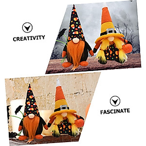 Abaodam 2pcs Halloween Gnomes Plush Elf Decoration Scandinavian Gnome Doll Ornament for Tiered Tray Decor Halloween Party Favor Trick or Treat