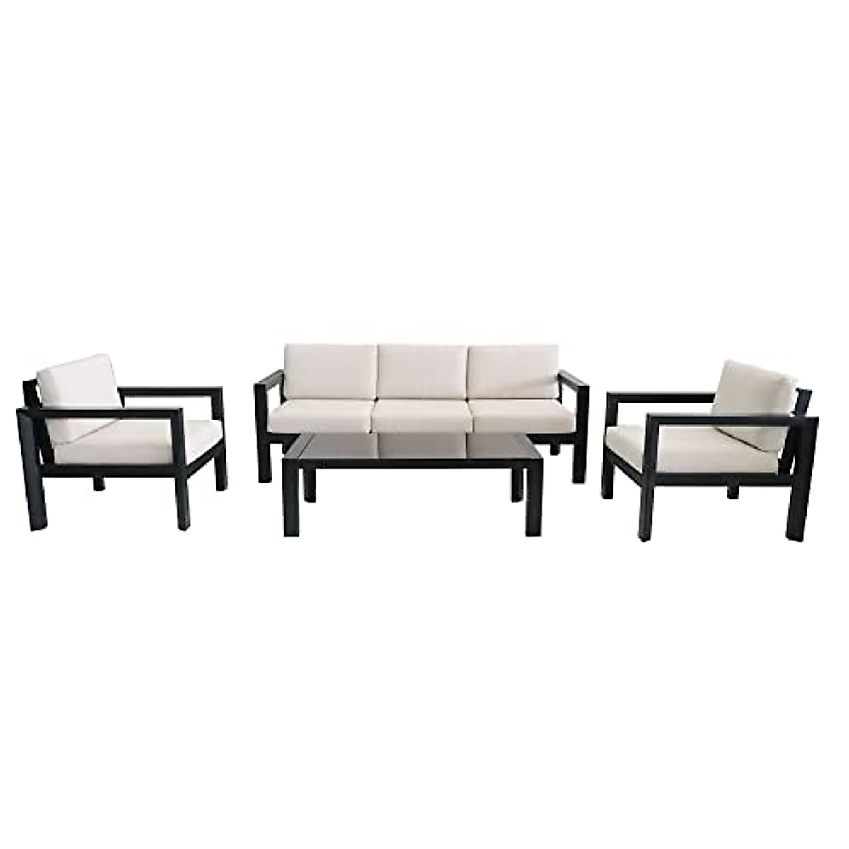 Quality Outdoor Living Monterey 4-Piece Outdoor Deep Seating Conversation Set, Black