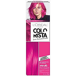 L'Oreal Paris Colorista Metallic Semi Permanent Hair Color Kit for Light Blonde or Bleached Hair, Metallic Pink