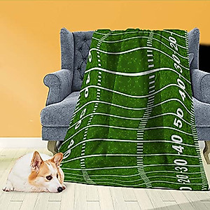 Jreergy Flannel Fleece Blanket - American Football Field Green Throw Blanket for Bedroom Couch Travelling,Comfortable All Season Air Conditioning Blanket for Adult Chidern