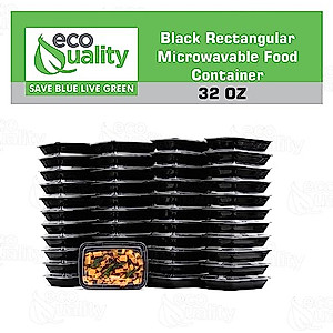 EcoQuality 32 oz Reusable Food Storage 15 Pack Containers with Lids Rectangular BPA Free Freezer, Microwave & Dishwasher Safe – Airtight & Watertight Stackable, Lunch Meal Prep, To-Go, Bento Box