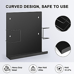 Vinyl Record Holder, 2Pack Wall Mount Vinyl Record Storage Holder, Heavy Duty Metal Vinyl Record Display Shelf, Fits 30 LP's Vinyl Records Organizer Stand, Black