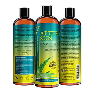 Seven Minerals NEW Cooling After Sun Gel with Aloe Vera - For Skin & Face with Instant Sunburn Relief. Unlike Regular Aftersun Lotion With Cucumber & Vitamin E (12 Fl Oz)