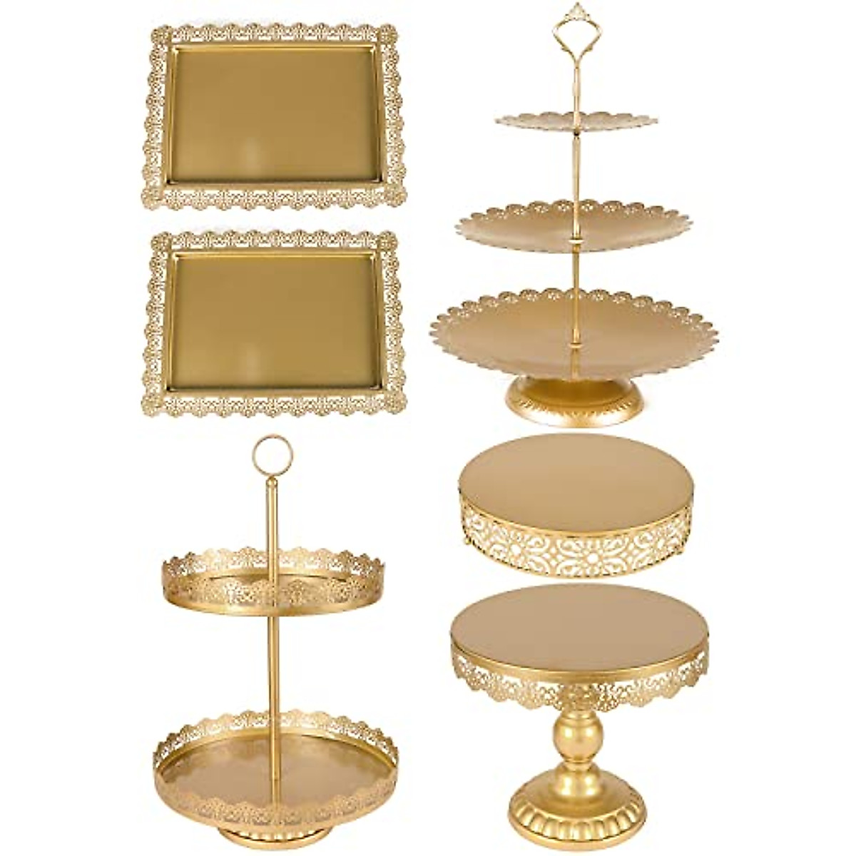 MyHarney 6PCS Cake Stand Set,Metal Cake Stand Dessert Stands Candy Fruit Dessert Table Display Set Cake Pedestal Stand Cupcake Display Stand for Party Birthday Wedding Carnival Baby Shower (Gold)