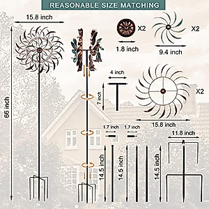 VEWOGARDEN Large Outdoor Metal Wind Spinners, 360 Degrees Swivel Wind Sculpture Yard Art Decor for Patio, Lawn & Garden 66 * 15.8 Inches