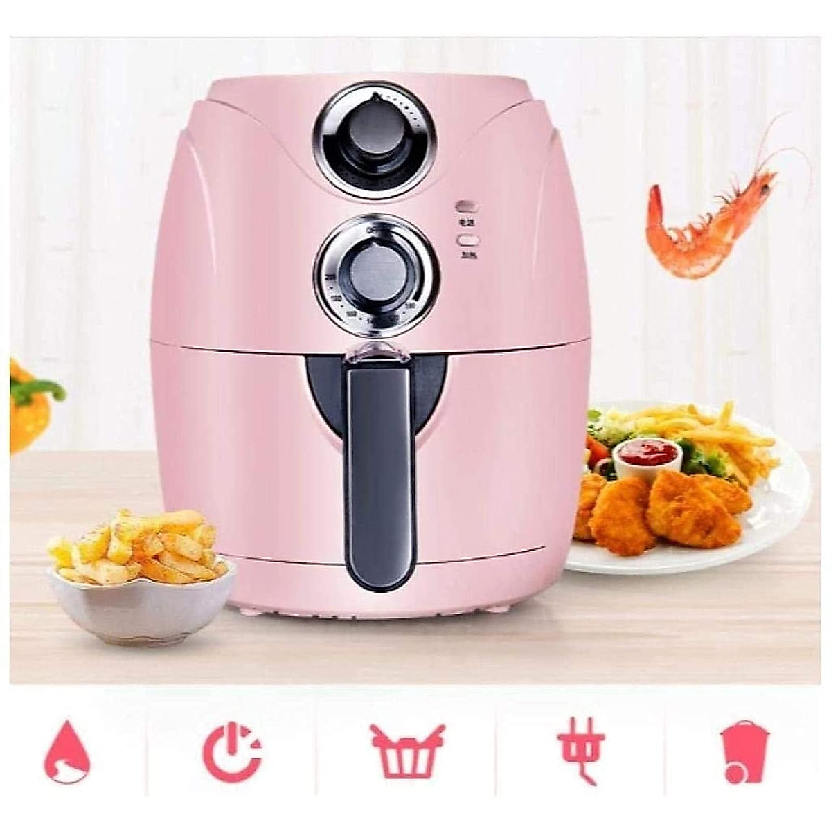 Air Fryer for Home Use 2.5L Modern Simplicity Air Fryer Air Fryer Automatically Fried Chicken Fish and Chips Oven Pink