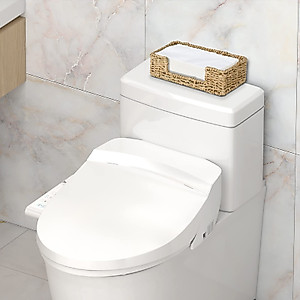 Graciadeco Bathroom Disposable Guest Towel Napkin Holder Long Seagrass Woven Rattan Wicker Table Dinner Paper Hand Guest Towel Napkin Basket Tray Caddy for Kitchen